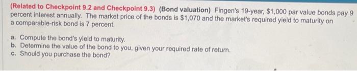 Solved (Related to Checkpoint 9.2 and Checkpoint 9.3) (Bond | Chegg.com