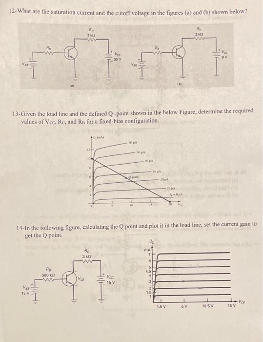 Solved 12- What are the saturation current and the cutoff | Chegg.com