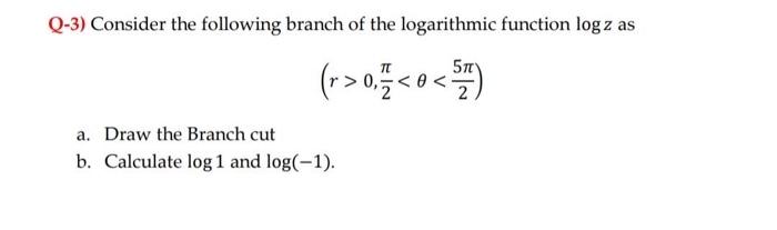 Solved Q-3) Consider the following branch of the logarithmic | Chegg.com