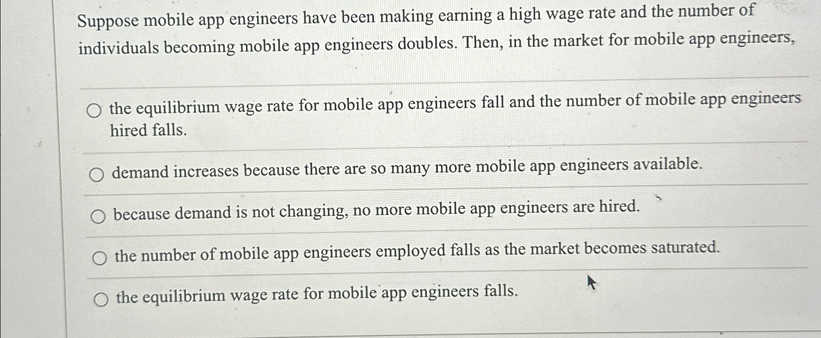 Solved Suppose mobile app engineers have been making earning | Chegg.com