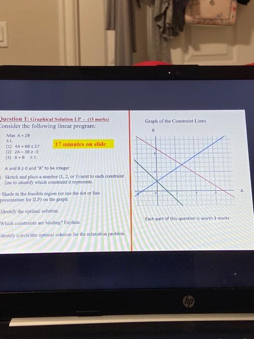 Solved Graph of the Constraint Lines B Question 1: Graphical | Chegg.com