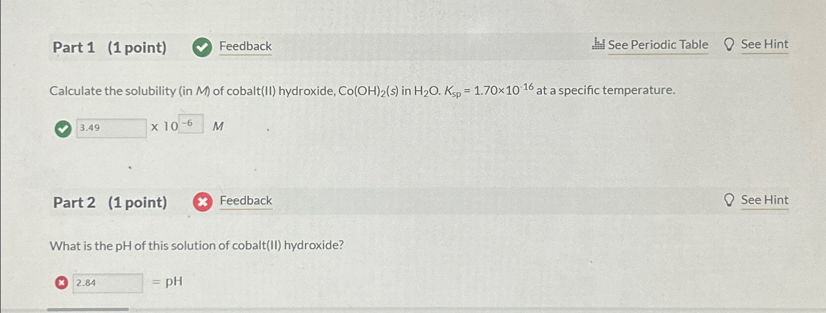 Solved Part 1 (1 ﻿point)FeedbackSee Periodic TableSee | Chegg.com