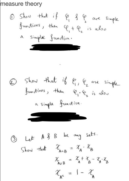 Solved measure theory o show that if e fe are simple | Chegg.com