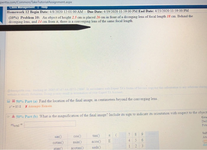 Solved pertta.com/common/Take TutorialAssignment.aspx Class | Chegg.com