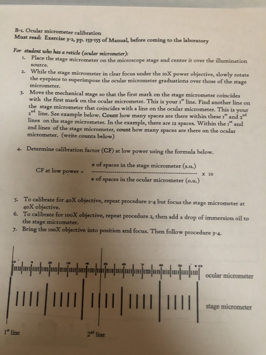 I. B-u. Ocular micrometer calibration Must read: | Chegg.com