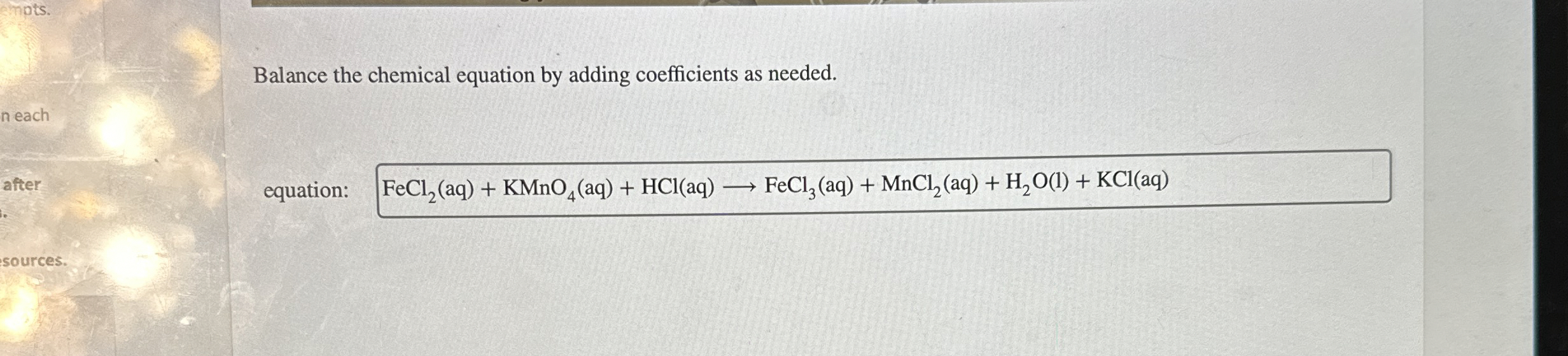 Solved Balance the chemical equation by adding coefficients | Chegg.com