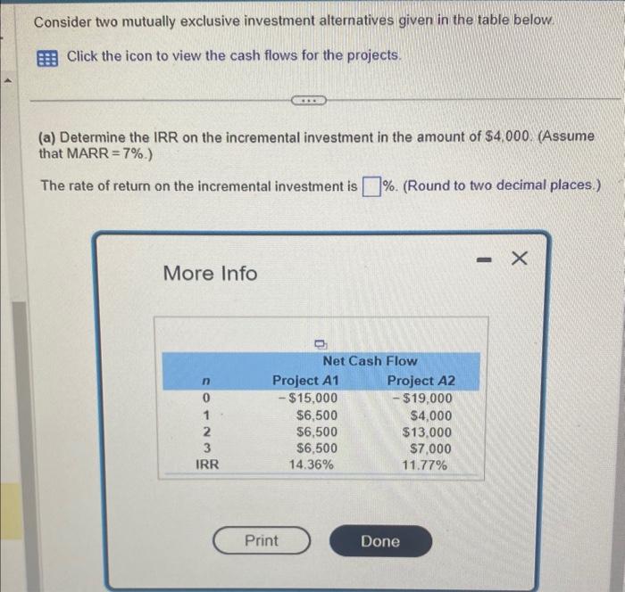 Solved Consider two mutually exclusive investment | Chegg.com