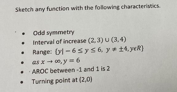 Solved Sketch any function with the following | Chegg.com