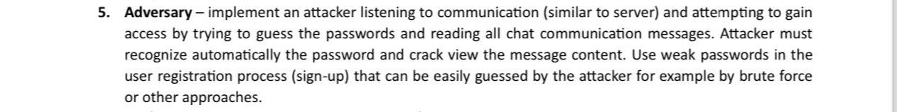 Solved Adversary - ﻿implement an attacker listening to | Chegg.com
