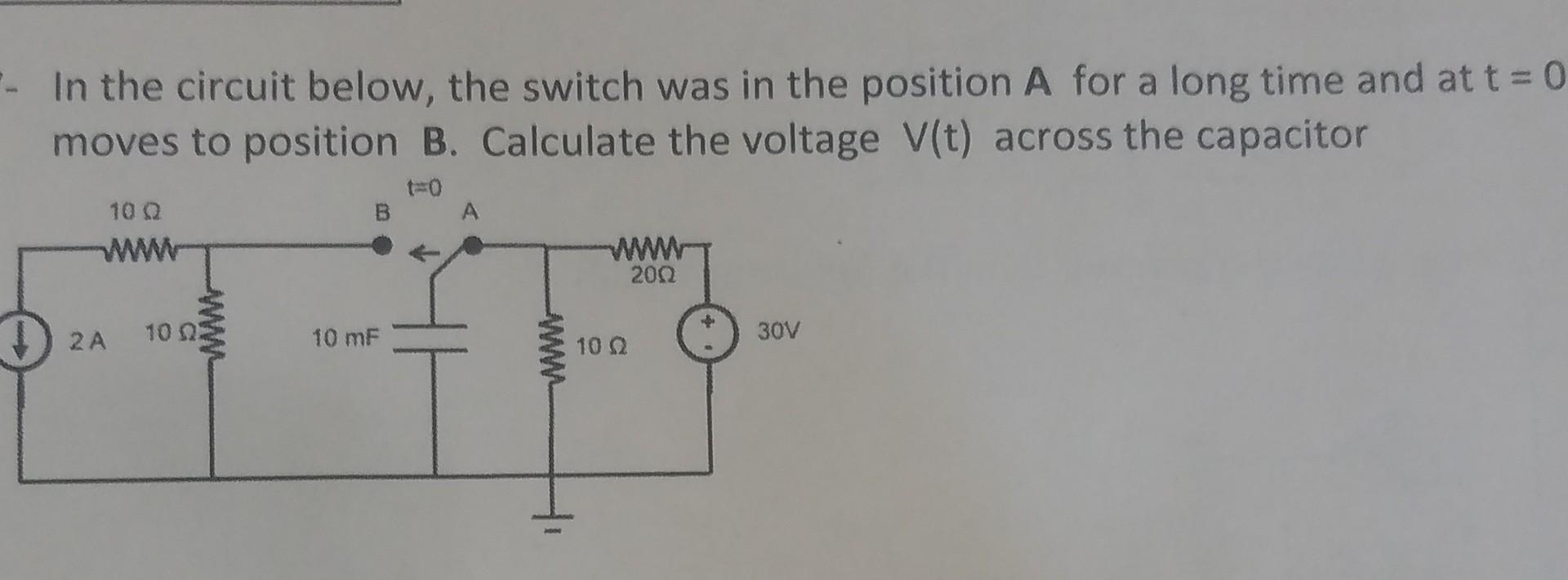 Solved In the circuit below, the switch was in the position | Chegg.com