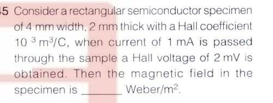 Solved 15 Consider a rectangular semiconductor specimen of 4 | Chegg.com