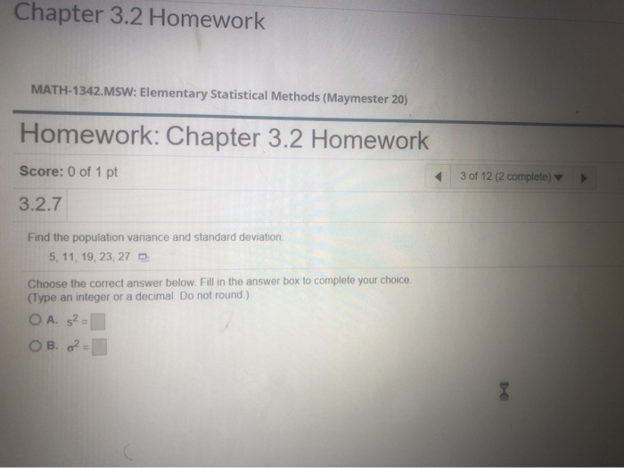 Solved Chapter 3.2 Homework MATH-1342.MSW: Elementary | Chegg.com