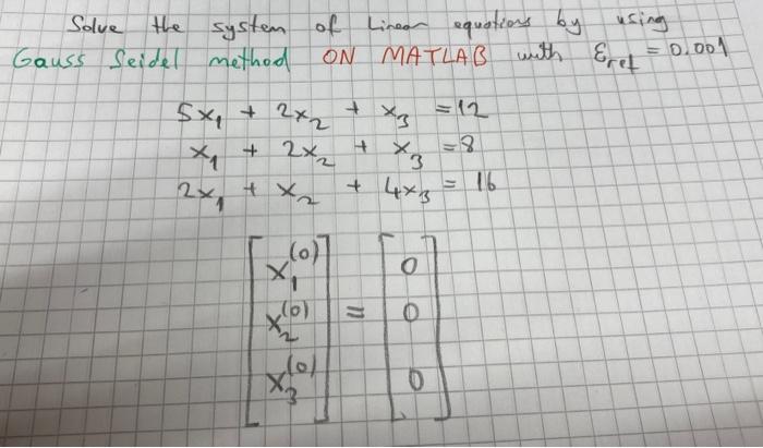 Solved please share the whole MATLAB algorithm that satisfy | Chegg.com