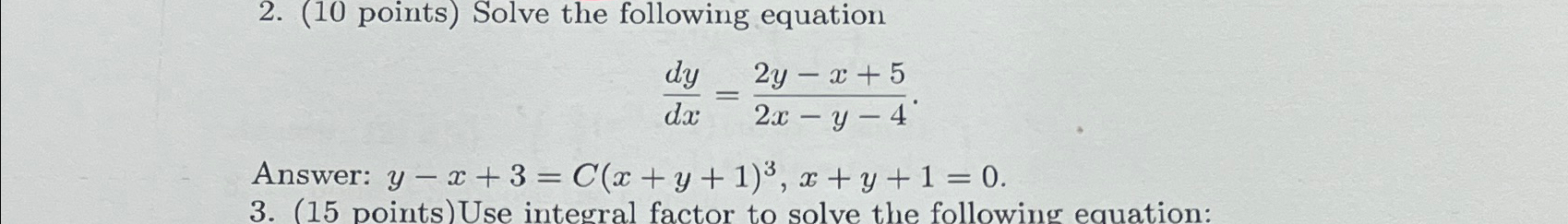 Solved (10 ﻿points) ﻿Solve the following | Chegg.com
