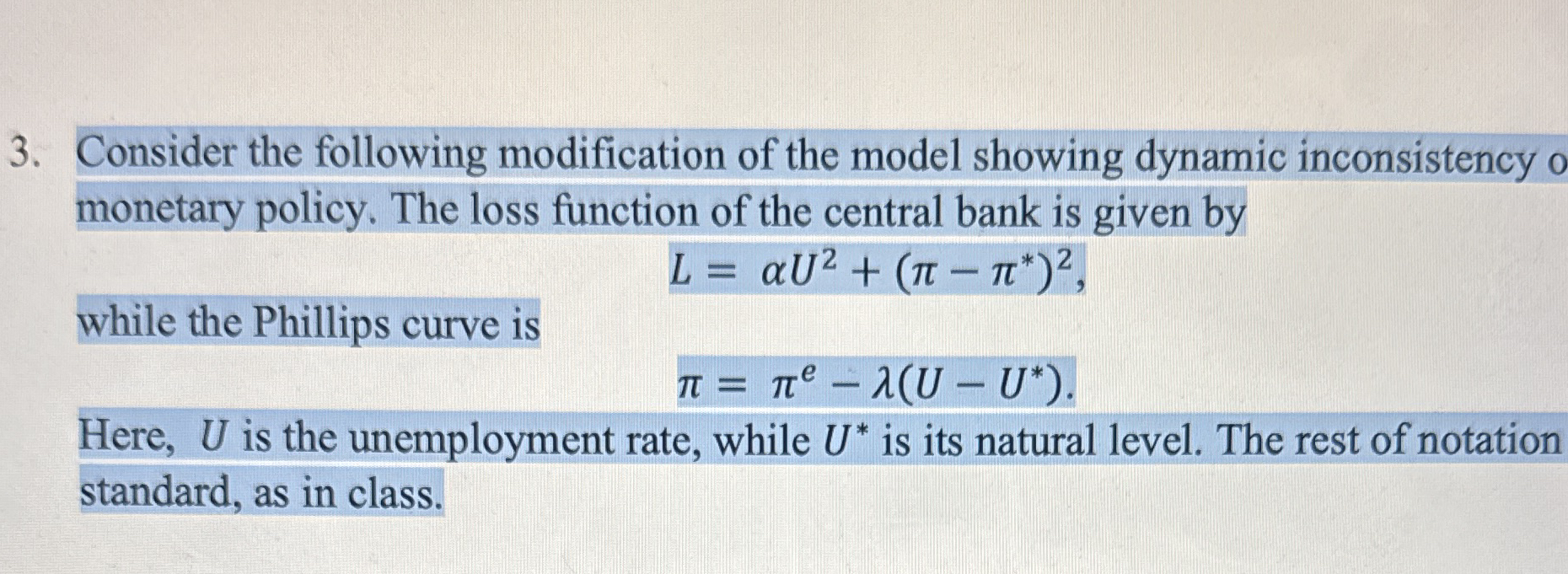 Solved Consider the following modification of the model | Chegg.com