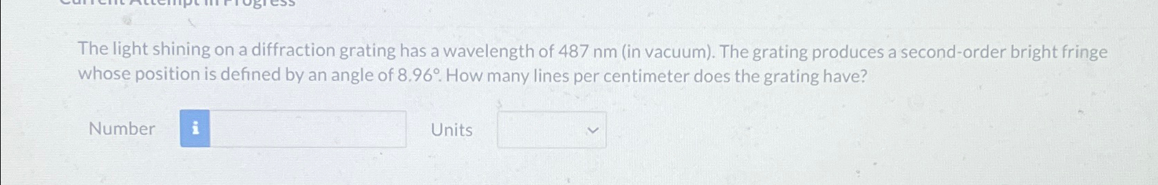 Solved The light shining on a diffraction grating has a | Chegg.com