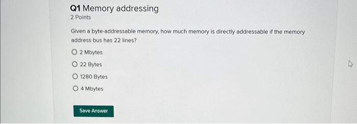 Solved 2 Points Given A Byte Addressable Memory How Much 5829