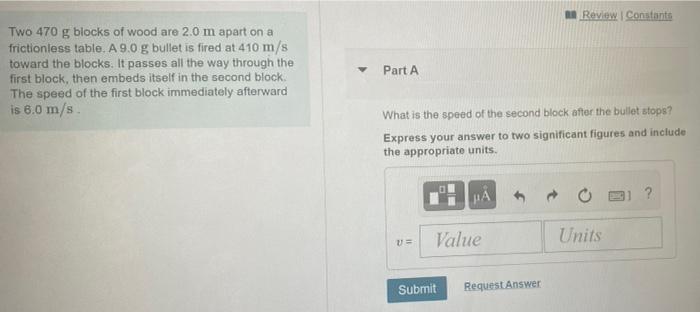 Solved A Review Constants Two 470 g blocks of wood are 2.0 m | Chegg.com