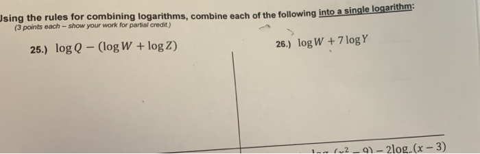 Solved Jsing the rules for combining logarithms, combine | Chegg.com