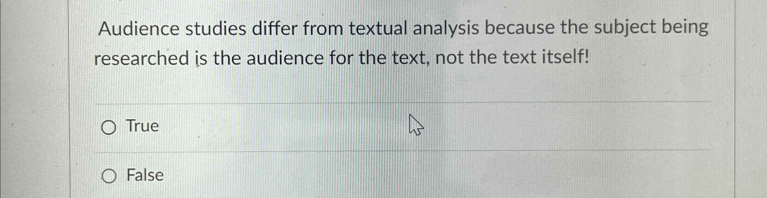 Solved Audience studies differ from textual analysis because | Chegg.com