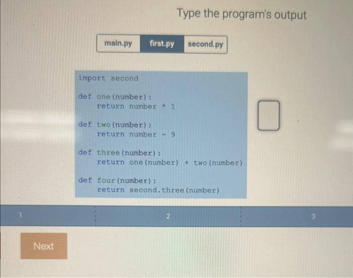 Solved import first: def one (number): return number ∗∗2 def | Chegg.com