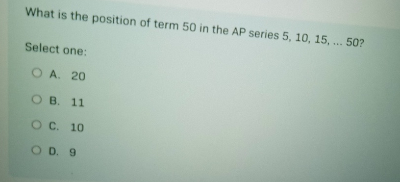 Solved What is the position of term 50 ﻿in the AP series | Chegg.com