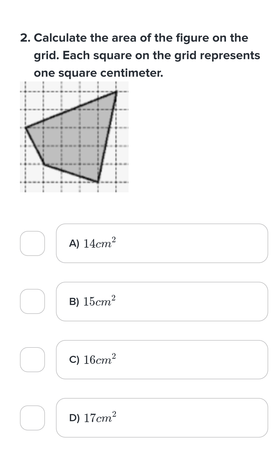 Solved Calculate the area of the figure on the grid. Each | Chegg.com
