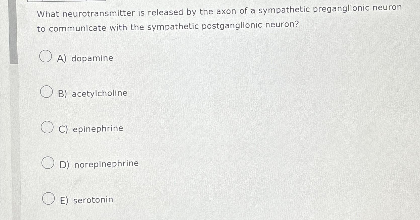 Solved What neurotransmitter is released by the axon of a | Chegg.com