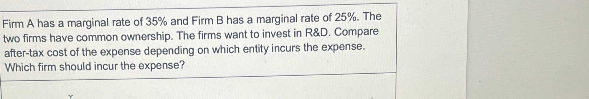 Solved Firm A has a marginal rate of 35% ﻿and Firm B has a | Chegg.com