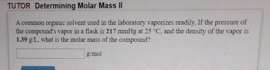 Solved INTERACTIVE EXAMPLE Gas Density-Molar Mass Determine | Chegg.com