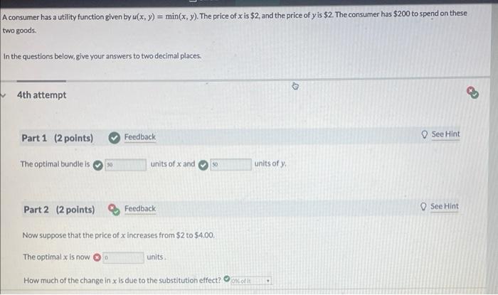 Solved consumer has a utility function given by | Chegg.com
