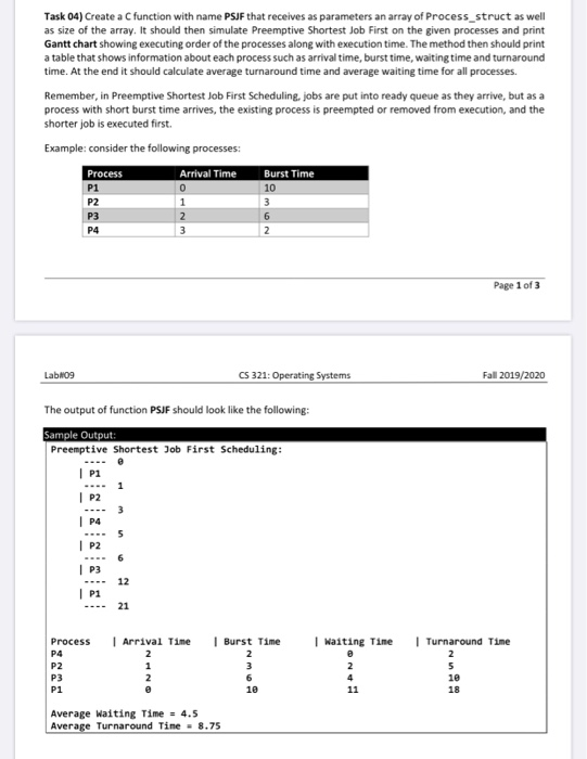 Solved You have to use an array of following Process_struct | Chegg.com