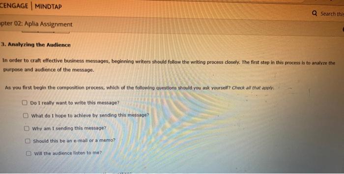 Solved In order to craft effective business messages, | Chegg.com