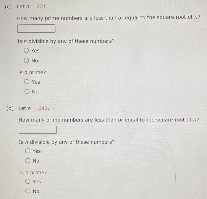 Solved Use the test for primality to determine whether the | Chegg.com