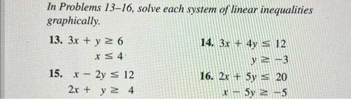 Solved In Problems 13-16, solve each system of linear | Chegg.com