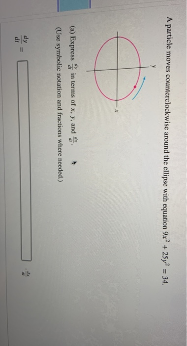 Solved A particle moves counterclockwise around the ellipse | Chegg.com