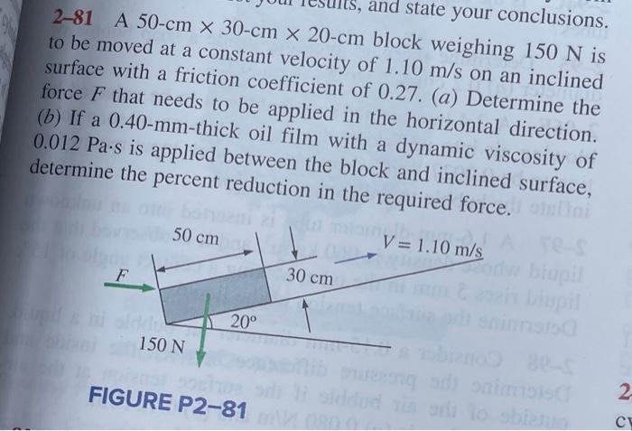 Solved 2-81 A 50−cm×30−cm×20−cm to be moved at a constant | Chegg.com