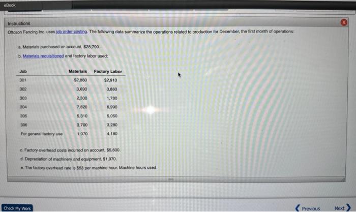 Solved Ottoson Fending ine uses job order costing. The | Chegg.com