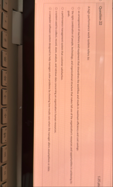 Solved Question 221.25 ﻿ptsA high-performance work system | Chegg.com