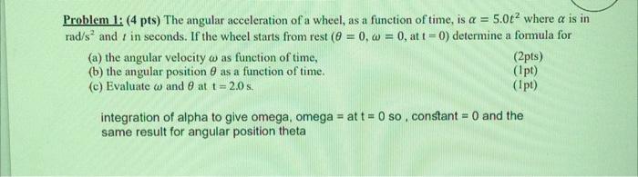 Solved Problem 1: (4 pts) The angular acceleration of a | Chegg.com