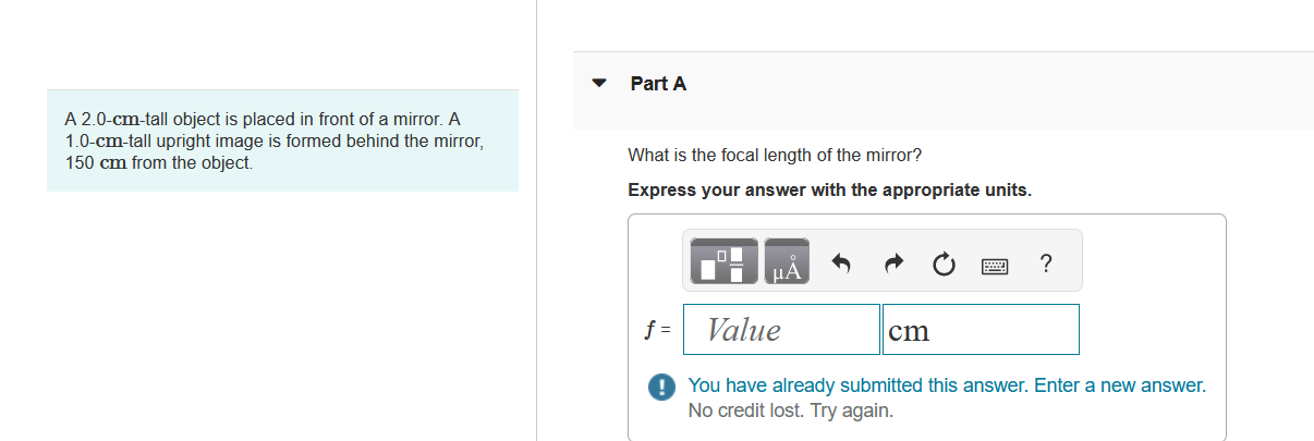 Solved A 2.0-cm-tall object is placed in front of a mirror. | Chegg.com