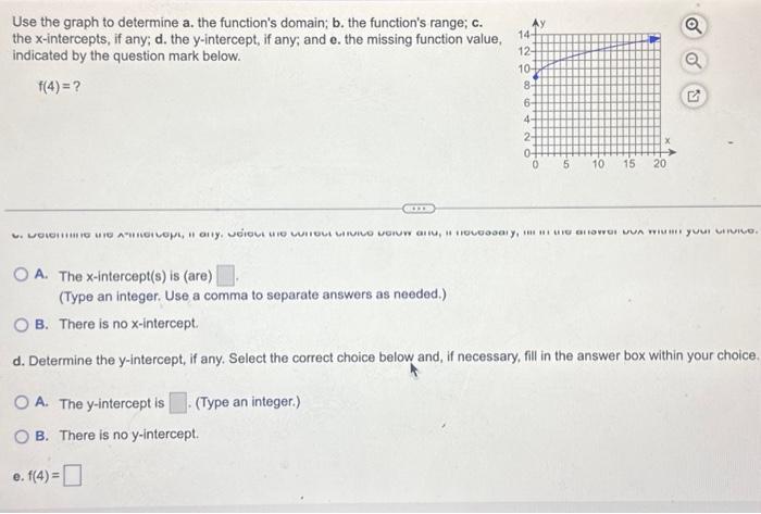 Solved Use the graph to determine a, the function's domain; | Chegg.com