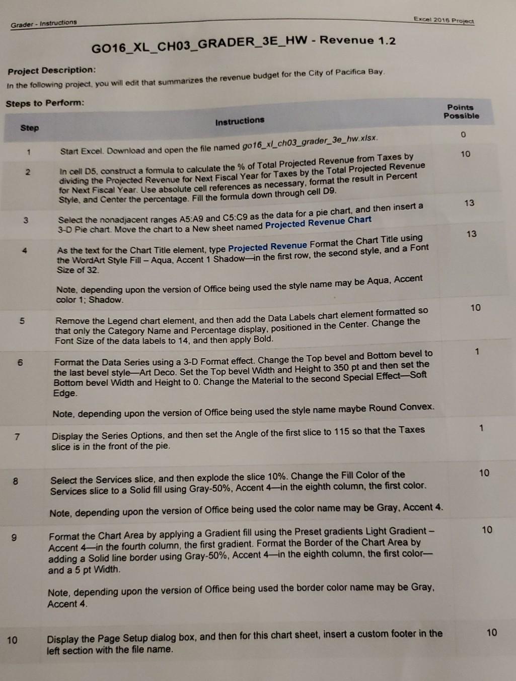 Excel 2016 Project Grader - Instructions | Chegg.com