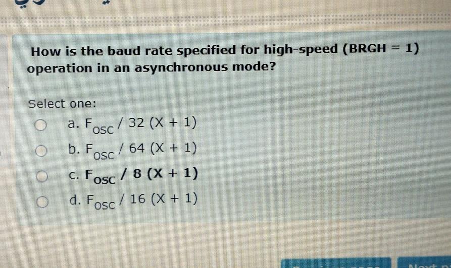 Solved How is the baud rate specified for high-speed (BRGH | Chegg.com