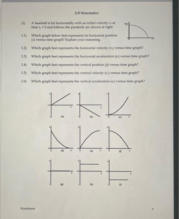 Solved prelab for Physics 1250 lab "2-D Kinematics" Which of | Chegg.com
