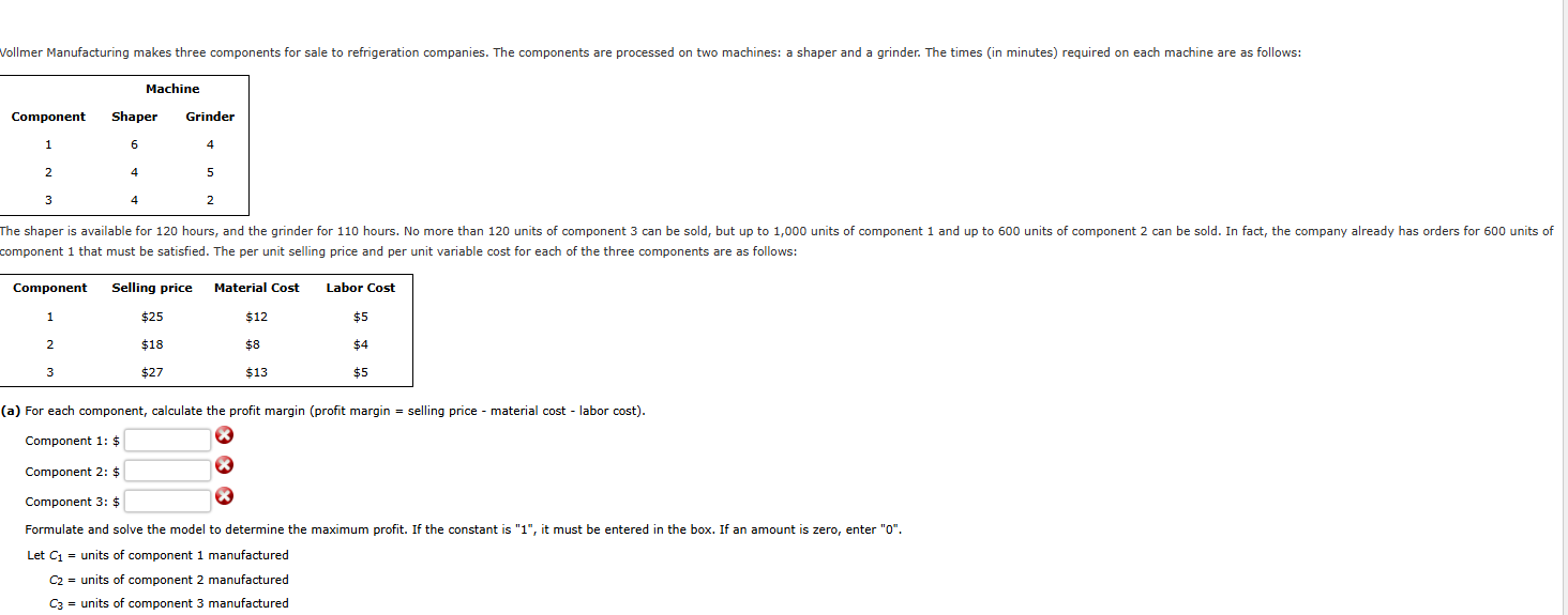Solved component 1 ﻿that must be satisfied. The per unit | Chegg.com