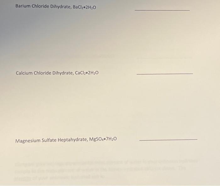 Barium Chloride Dihydrate, BaCl2⋅2H2O Calcium | Chegg.com