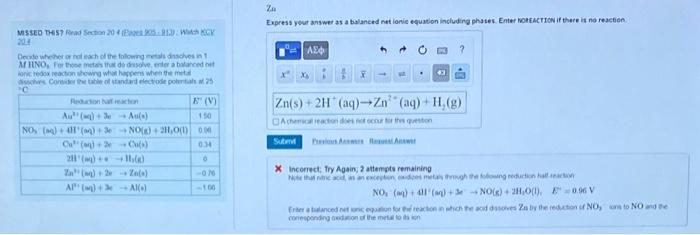 Solved Decide whether or not each of the following metals | Chegg.com