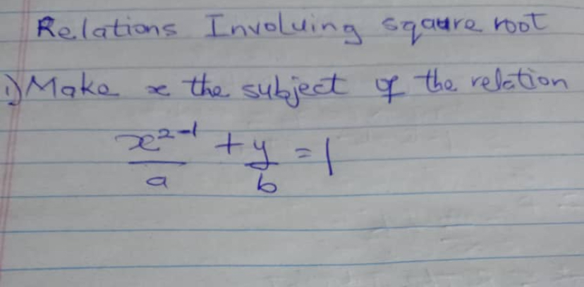 Solved Relations Involuing sqaure rootMake x ﻿the subject of | Chegg.com