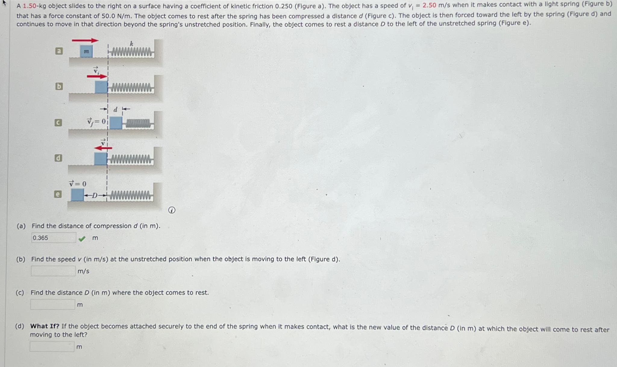 Solved (a) Find the distance of compression d (in m | Chegg.com